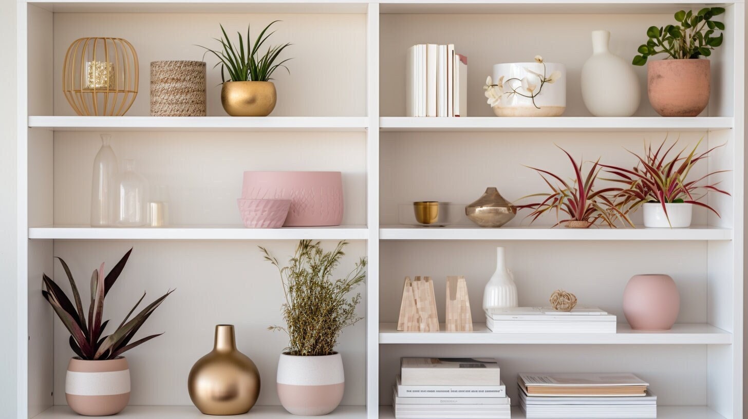 Boho Chic Feminine White Bookcase Zoom Background | Professional ...