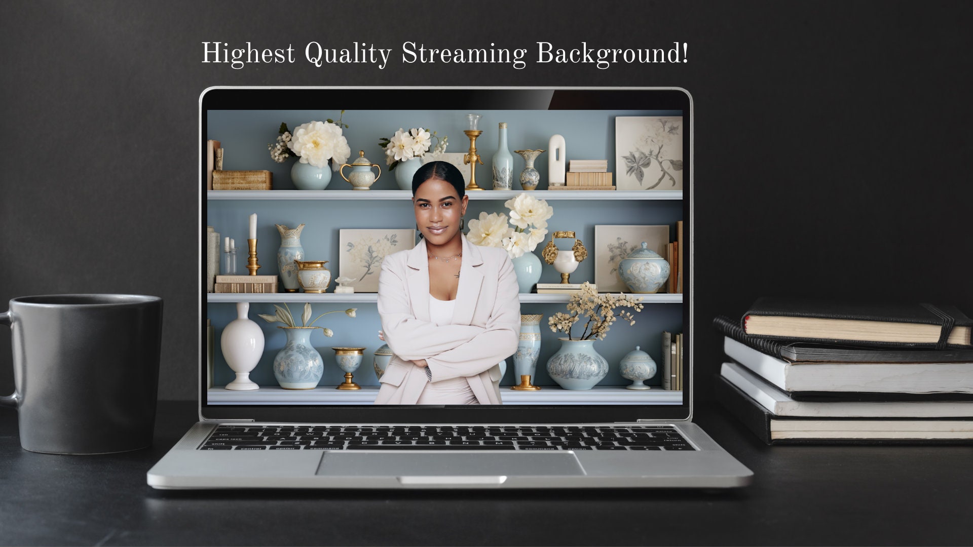 Classic Chinoiserie Home Office Zoom Background Professional Virtual ...