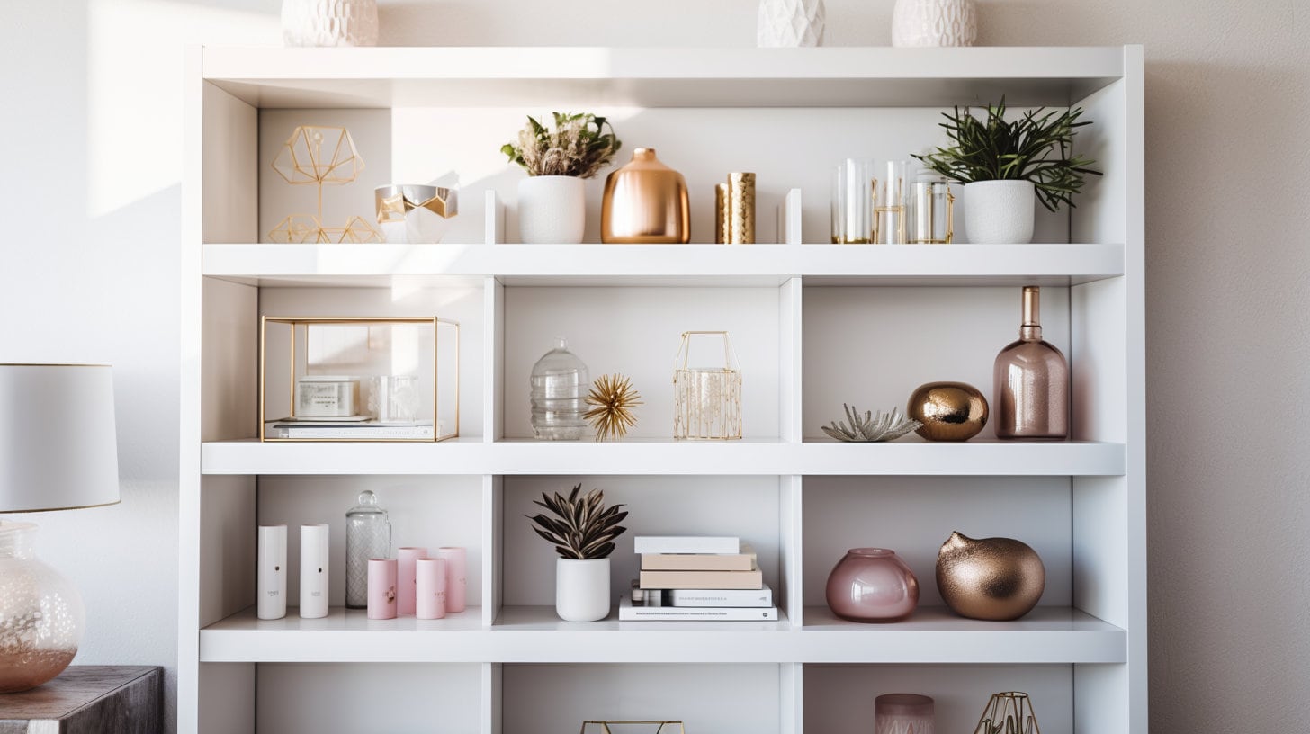 Modern Pink & Gold Office Bookcase Zoom Background | Virtual Background ...