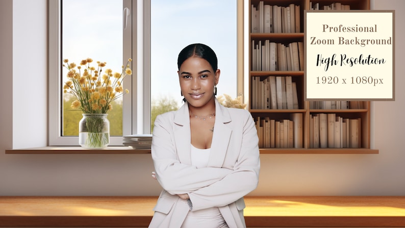 Clean Window Bookshelf Zoom Background | Professional Virtual ...