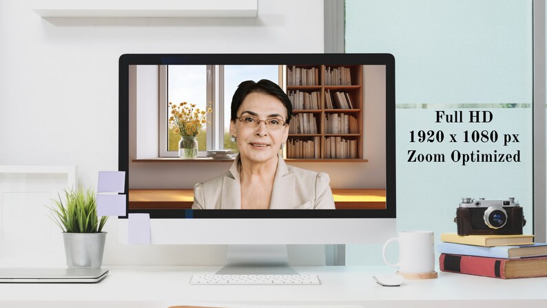 Clean Window Bookshelf Zoom Background | Professional Virtual Background for Zoom ...