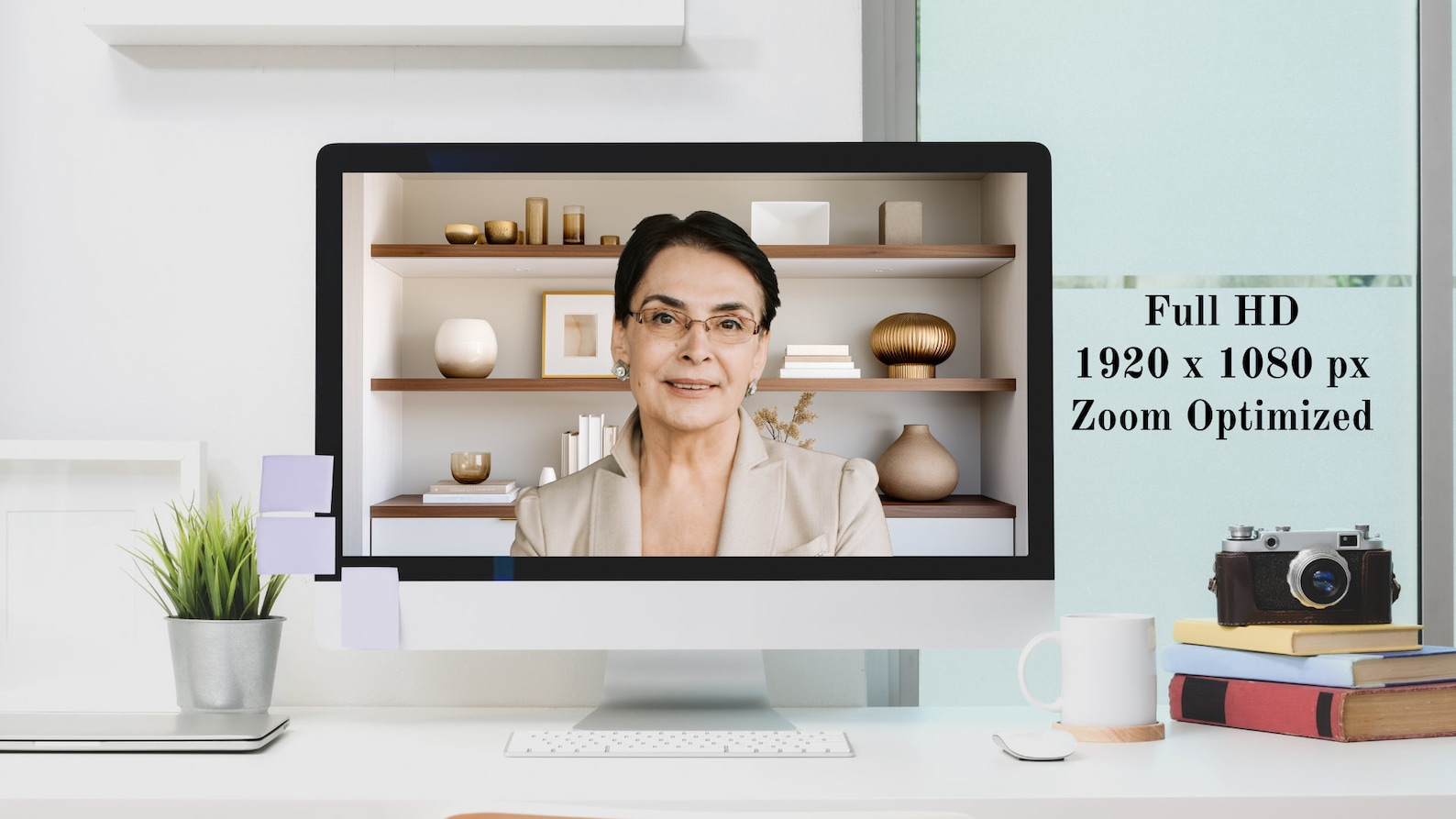 Minimalist Gold Shelves Zoom Background | Professional Virtual ...