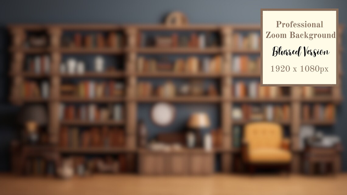 Cozy Library Home Office Zoom Background | Virtual Background for Zoom ...