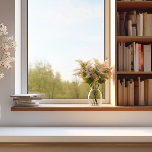 Clean White-window Bookshelf Zoom Background | Professional Virtual ...