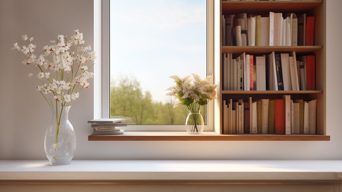 Clean White-window Bookshelf Zoom Background | Professional Virtual ...