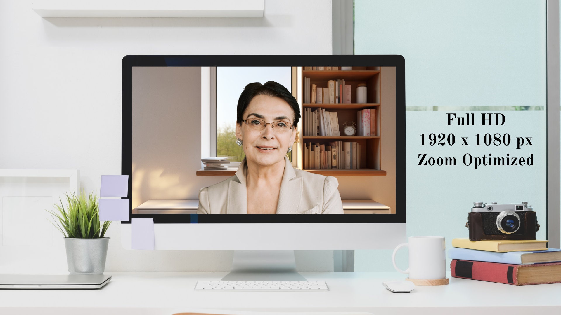 Simple Window Bookshelf Zoom Background Professional Virtual Background ...