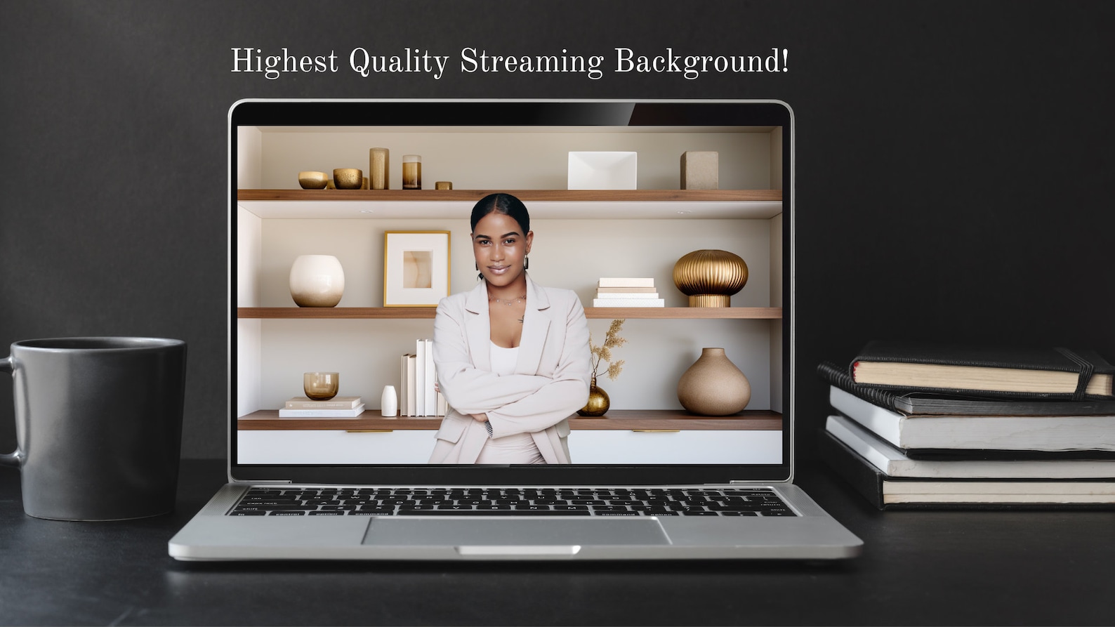 Minimalist Gold Shelves Zoom Background | Professional Virtual ...