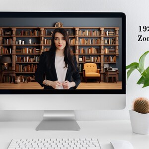 Cozy Library Home Office Zoom Background | Virtual Background for Zoom ...