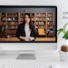 Cozy Library Home Office Zoom Background | Virtual Background for Zoom ...