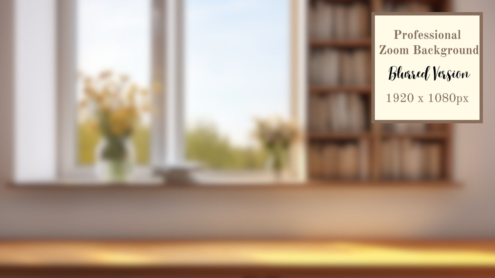 Clean Window Bookshelf Zoom Background | Professional Virtual ...