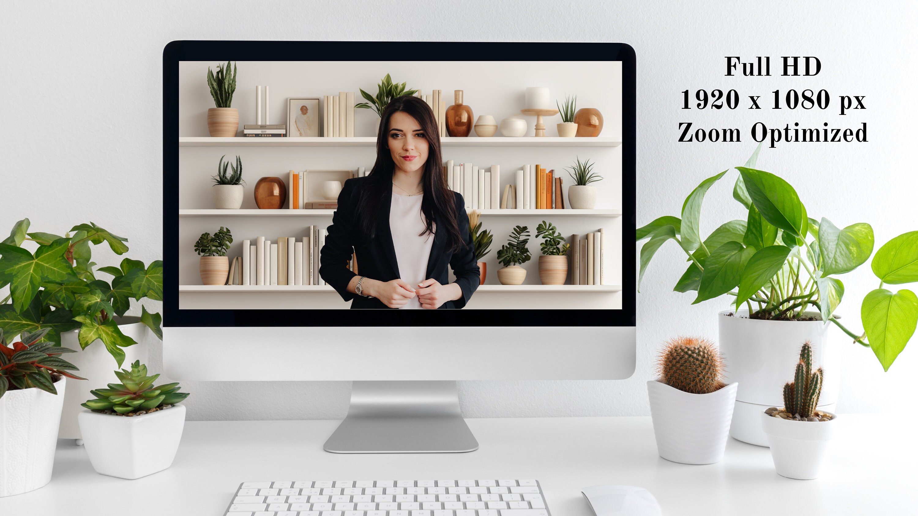 Clean Wall Bookshelf Zoom Background | Virtual Background for Zoom ...