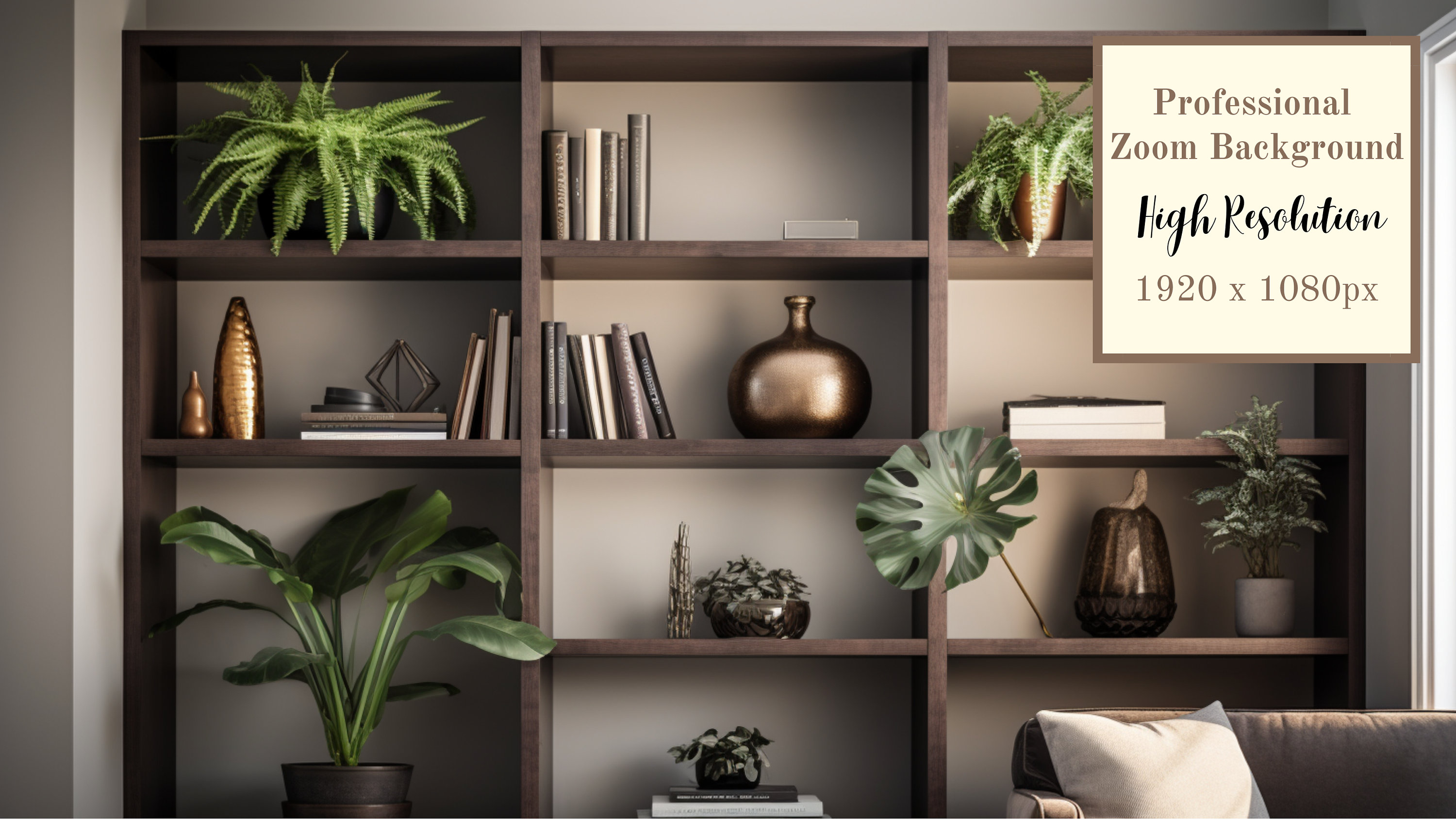 Modern Bookcase Home Office Zoom Background | Virtual Background for ...