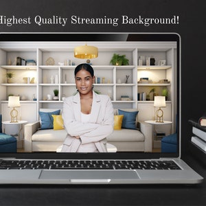 Modern Blue Living Room Zoom Background | Virtual Background for Zoom ...