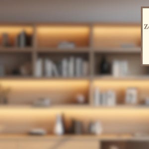 Modern Light Beige Office Bookcase Zoom Background | Professional ...