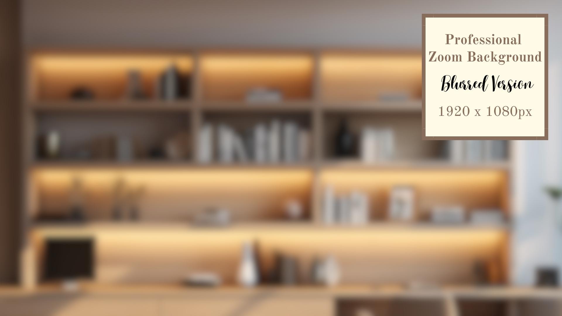 Modern Light Beige Office Bookcase Zoom Background | Professional ...