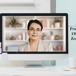 Pink & Gold Boho Chic Shelves Zoom Background | Professional Virtual ...