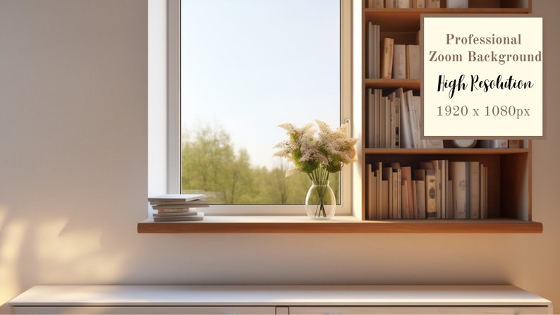 Simple Window Bookshelf Zoom Background | Professional Virtual ...