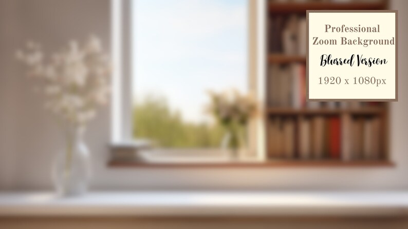 Clean White-window Bookshelf Zoom Background | Professional Virtual ...