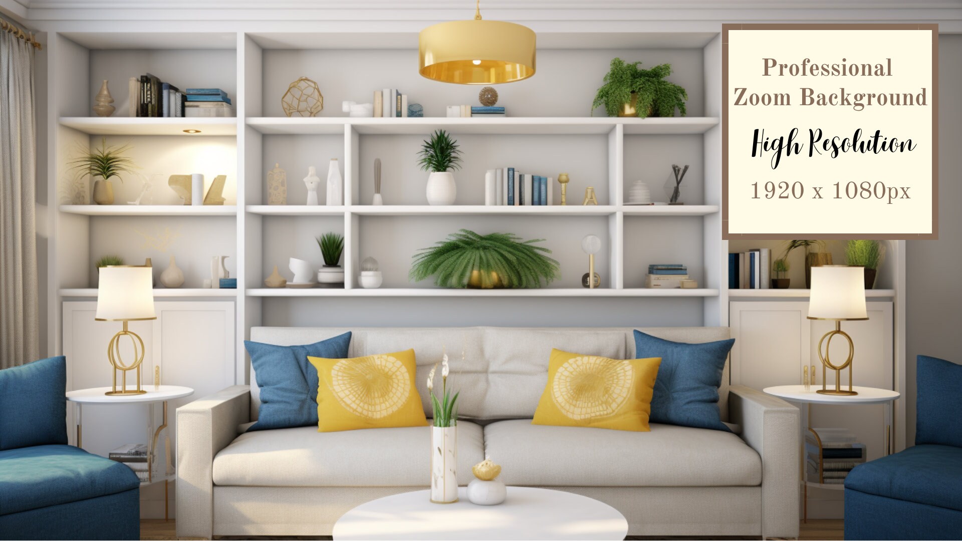 Modern Blue Living Room Zoom Background Virtual Background for Zoom ...