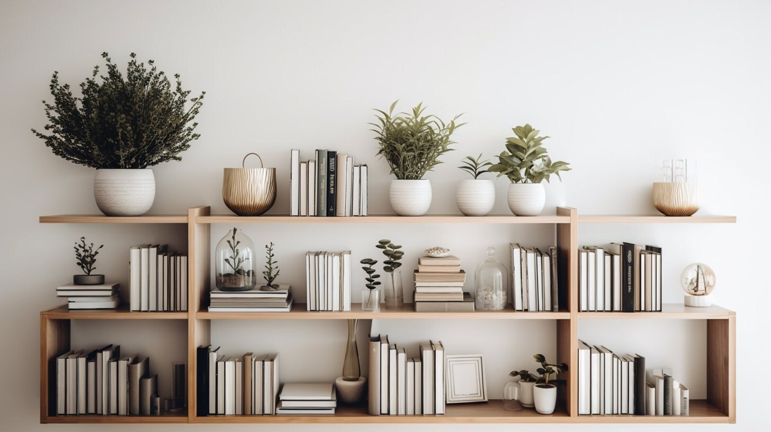 Minimalist White Bookshelf Zoom Background | Virtual Background for ...