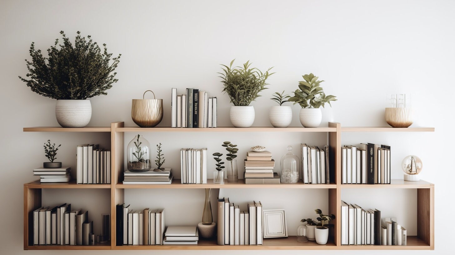 Minimalist White Bookshelf Zoom Background | Virtual Background for ...