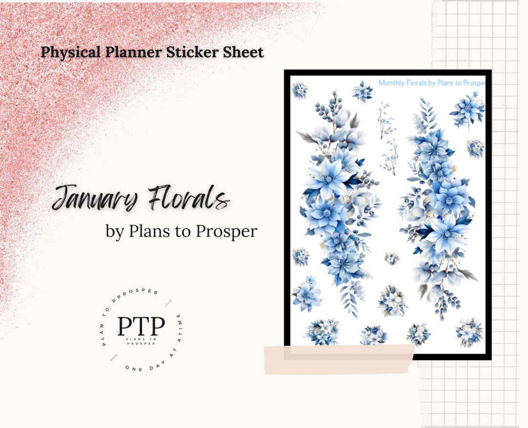 January Monthly Florals Sticker Sheet - Etsy