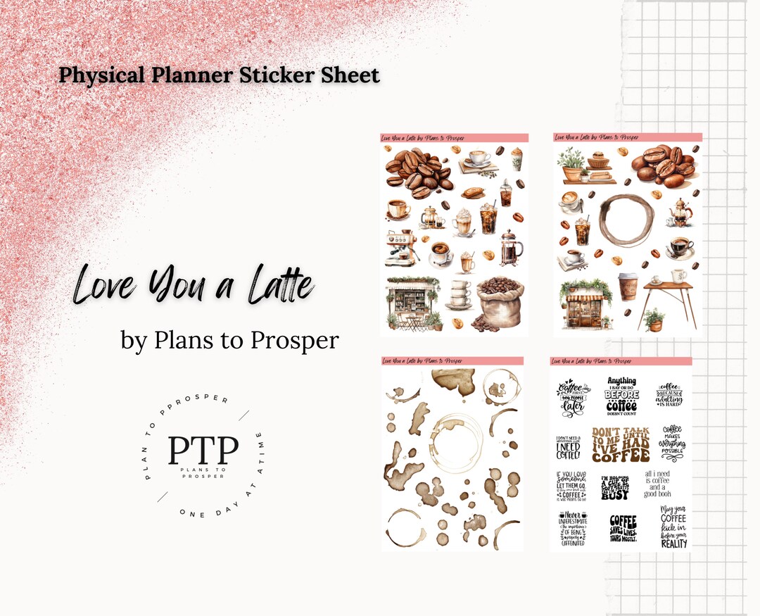 Love You a Latte Sticker Set - Etsy
