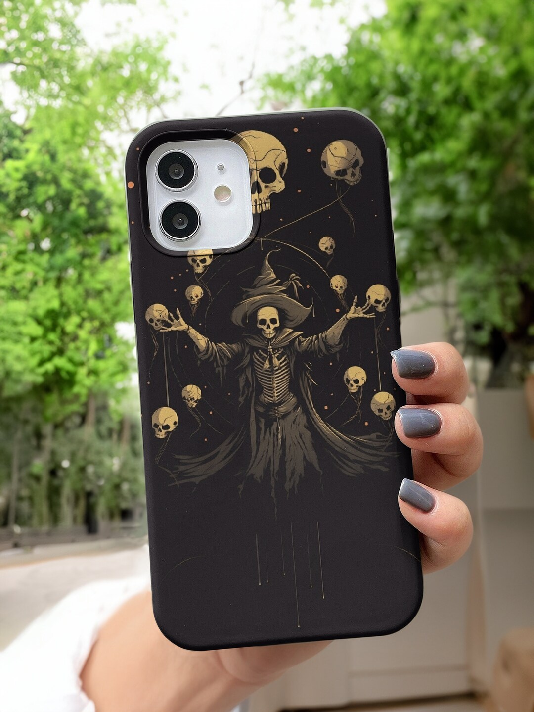 IPhone 15 Case Black and Tan Skeleton Jester/witch Design 1, Sketch ...