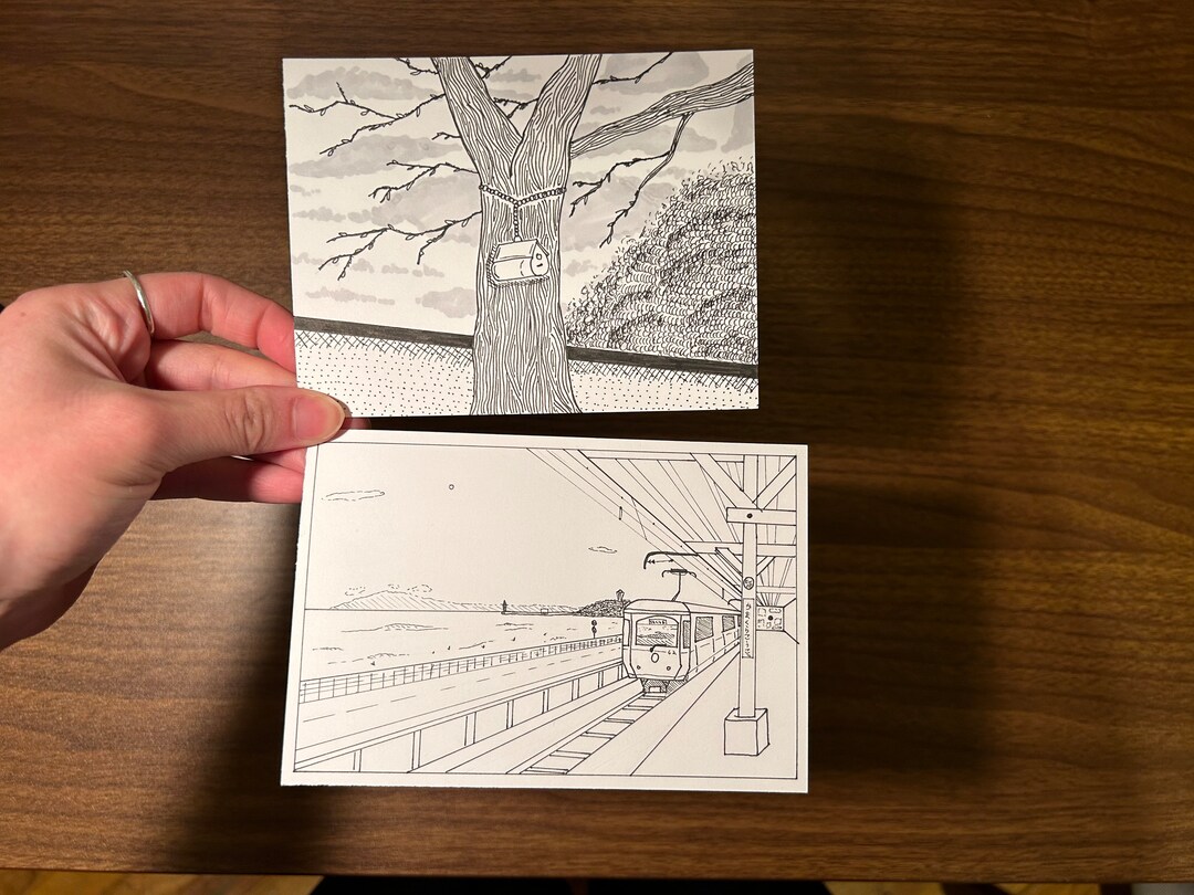 Hand Drawn Postcards One of a Kind, Urban Sketching, Pen and Ink ...