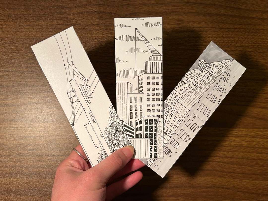 Hand Drawn Bookmarks One of a Kind, Urban Sketching, Pen and Ink ...