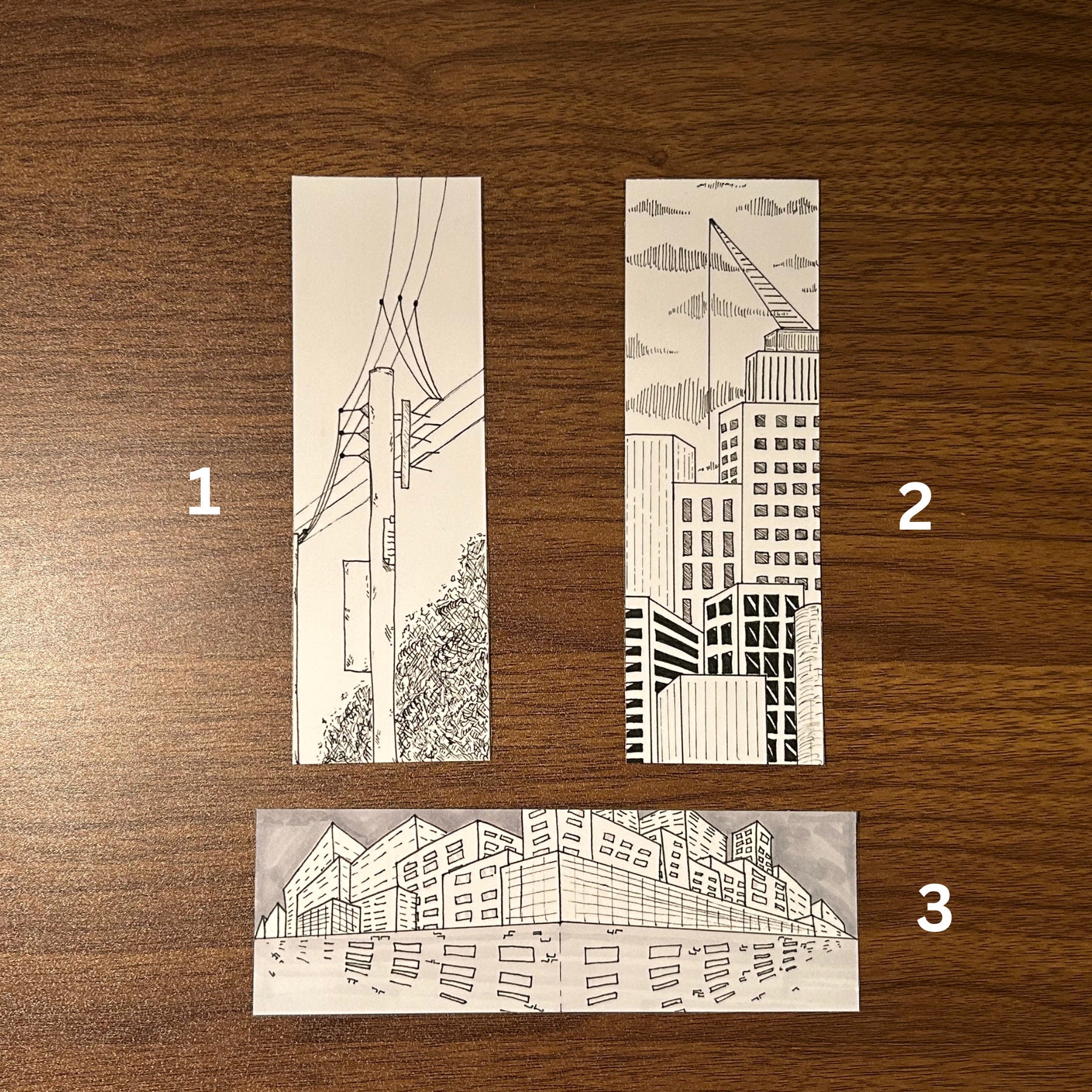 Hand Drawn Bookmarks One of a Kind, Urban Sketching, Pen and Ink ...