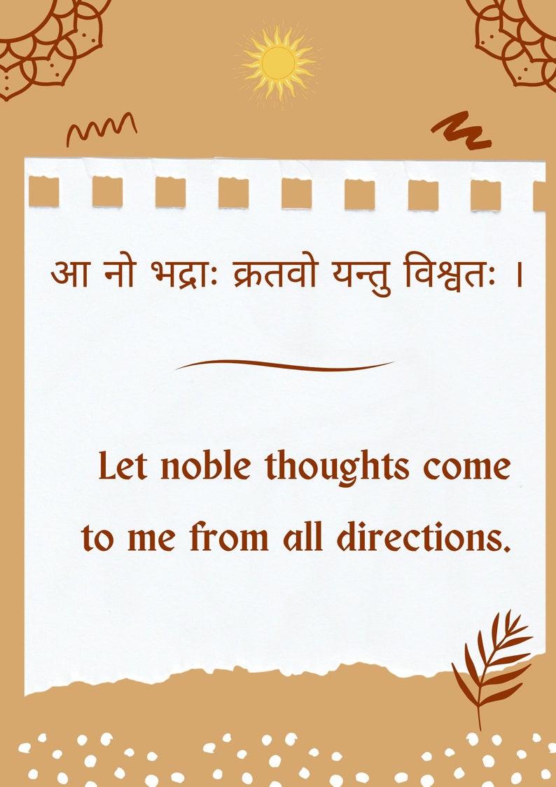 Sanskrit Shloka, Printable Sanskrit Slogan for Noble Thoughts, Sanskrit ...