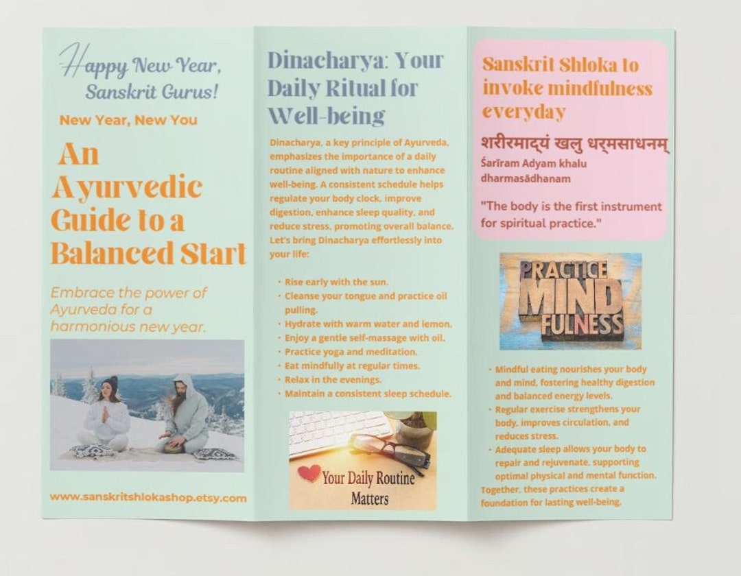 Ayurveda New Year Wisdom, Beautiful Trifold Brochure, Seasonal Wellness ...