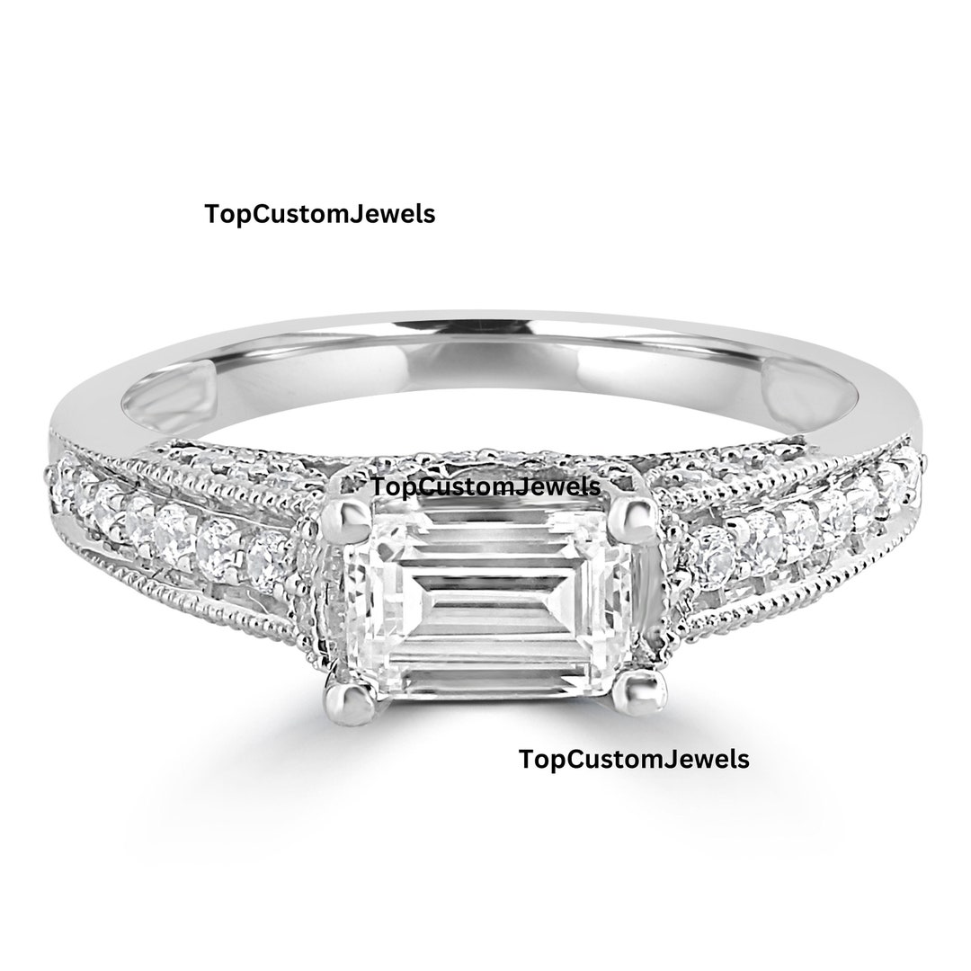 2 Ct Moissanite Emerald Ring Wedding Ring Promise Ring Engagement