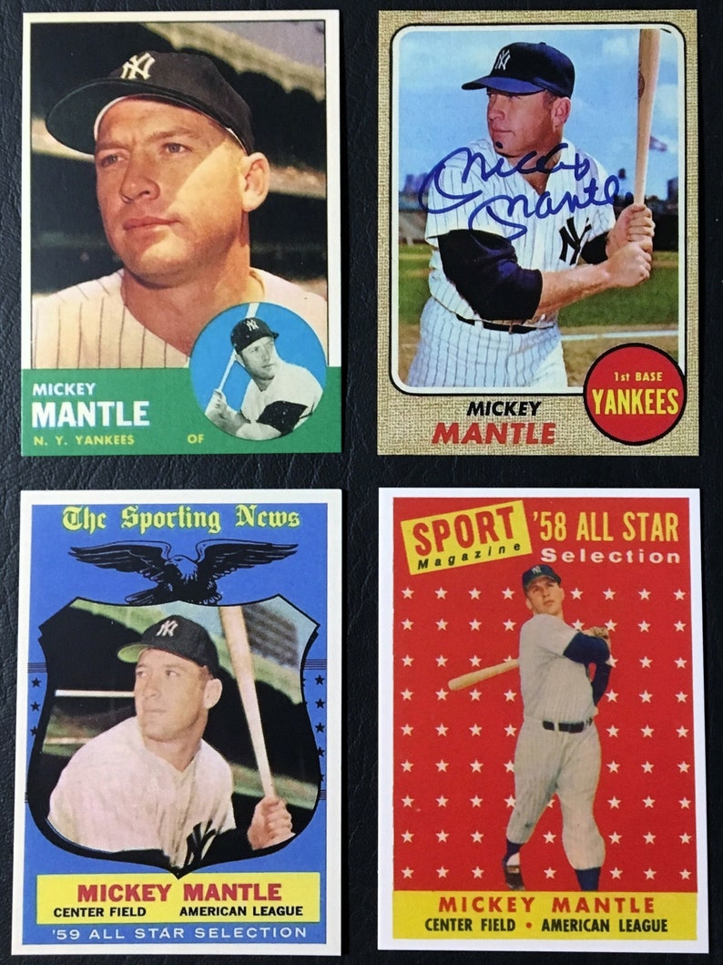 4 Card Lot Mickey Mantle Reprint Cards Mint Condition - Etsy