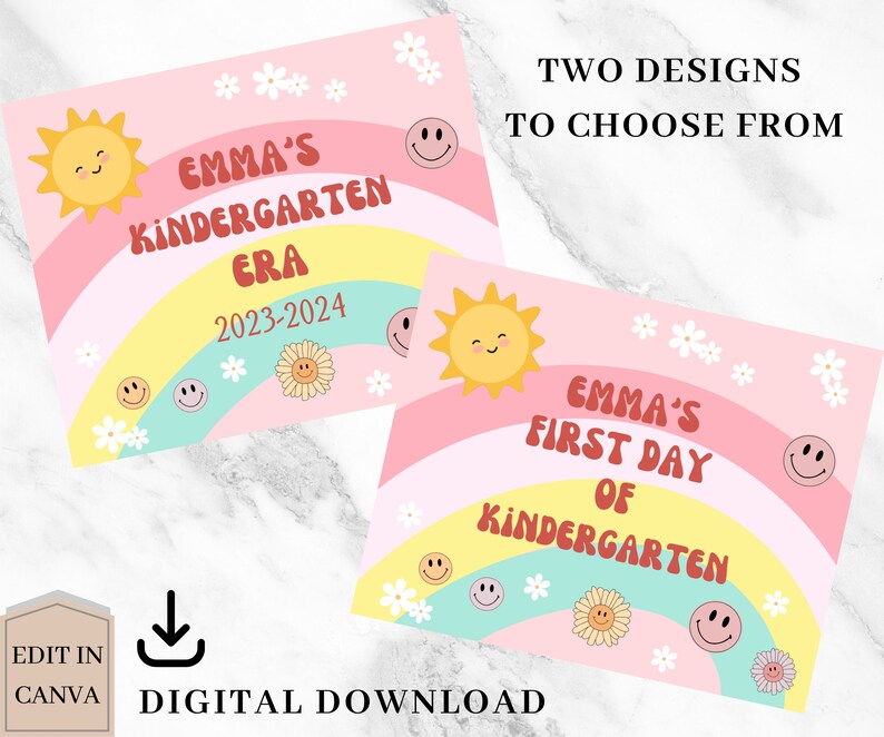 Editable First Day of Kindergarten Sign, First Day of School Sign ...