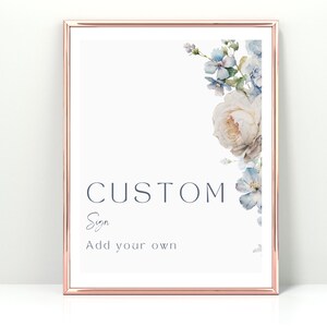 Baby in Bloom Table Signs, Minimal Sign Templates, Blue Baby in Bloom ...