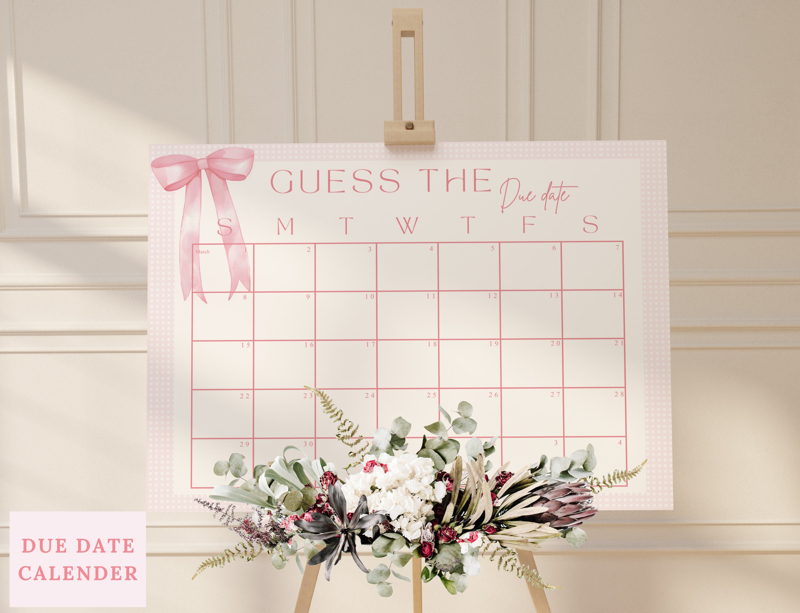 Pink Bow Baby Shower Invitation Bundle, Pink Gingham Ribbon Baby Shower ...