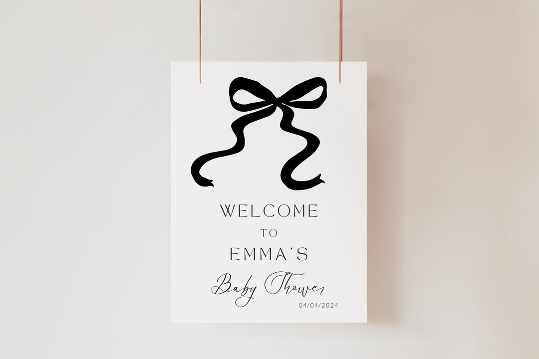 Letrero de bienvenida para baby shower con lazo de tela, letrero de ...