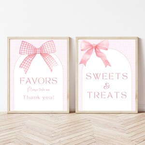 Editable Pink Baby Shower Signs, Pink Bow Watercolor Signs, Pink ...