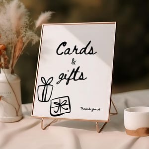 Hand Drawn Scribble Cards and Gifts Sign, Printable Wedding Gift Sign ...