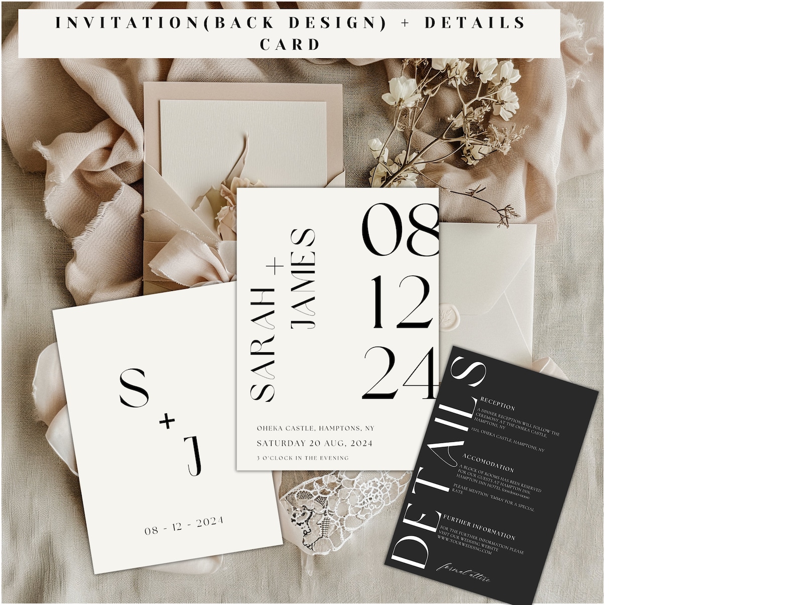 Modern & Elegant Wedding Bundle, Minimalist Wedding Invitation Set ...