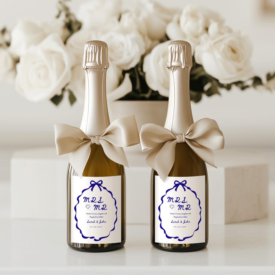 Hand Drawn Wedding Wine Labels, Modern Wedding Champagne Labels ...