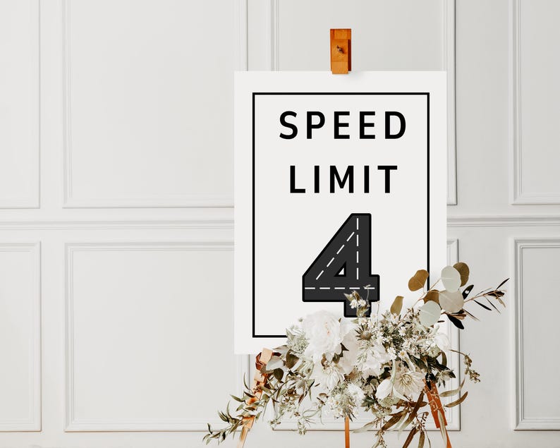 Speed Limit 4 Welcome Sign Template, NEED FOUR SPEED Race Car Birthday ...