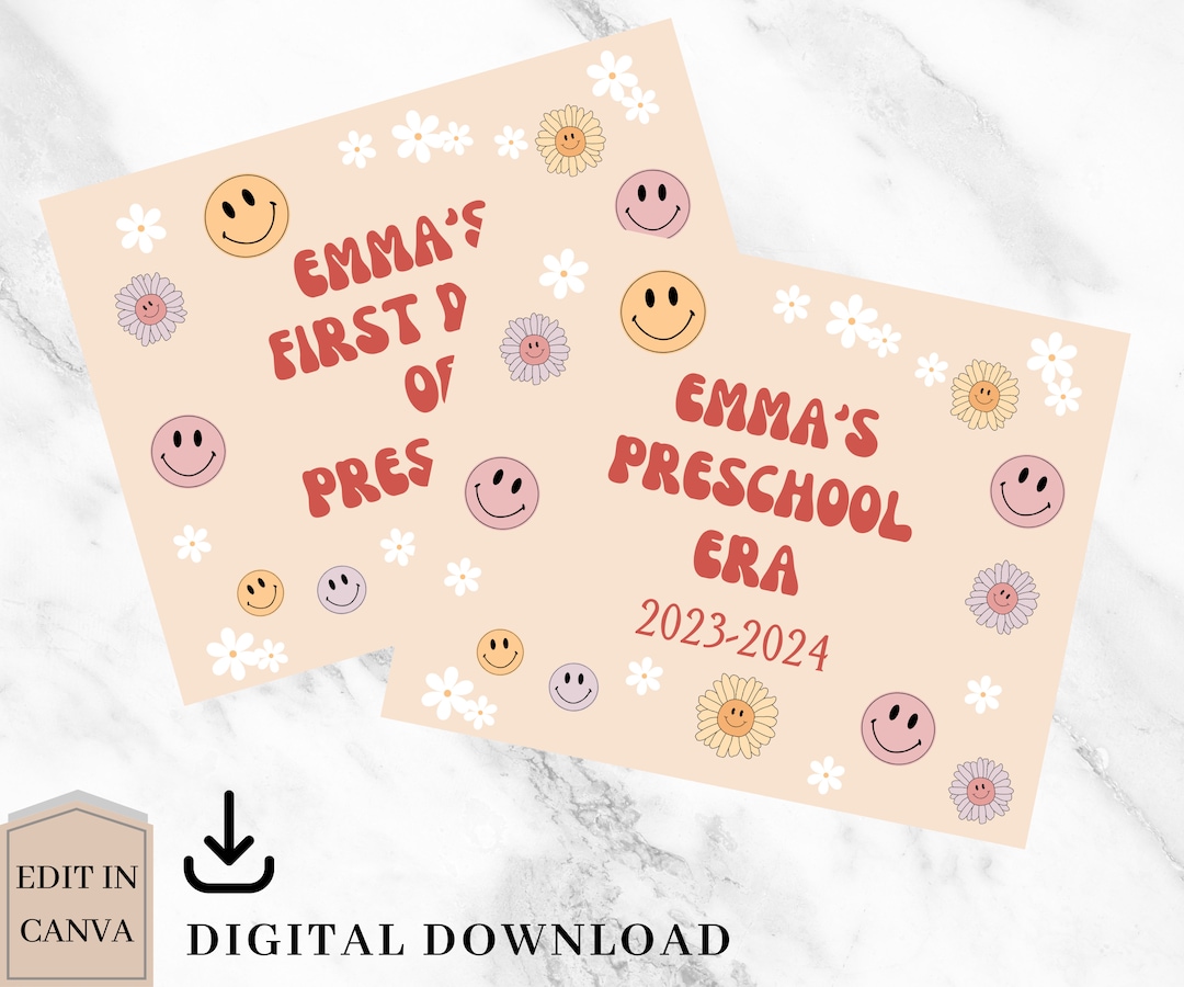 First Day of Pre School Sign, First Day of School Sign, Printable Pre ...