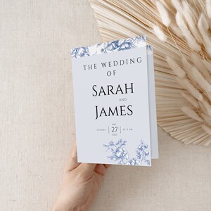 Dusty Blue Wedding Program Template, Wedding Program, Floral Vintage ...