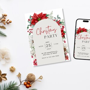 Minimalist Christmas Party Invitation Template, Christmas Party ...