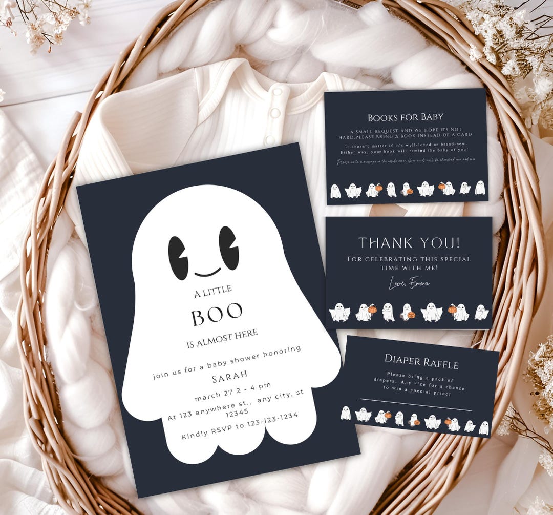 Little Boo Baby Shower Invitation Template, Ghost Baby Shower ...