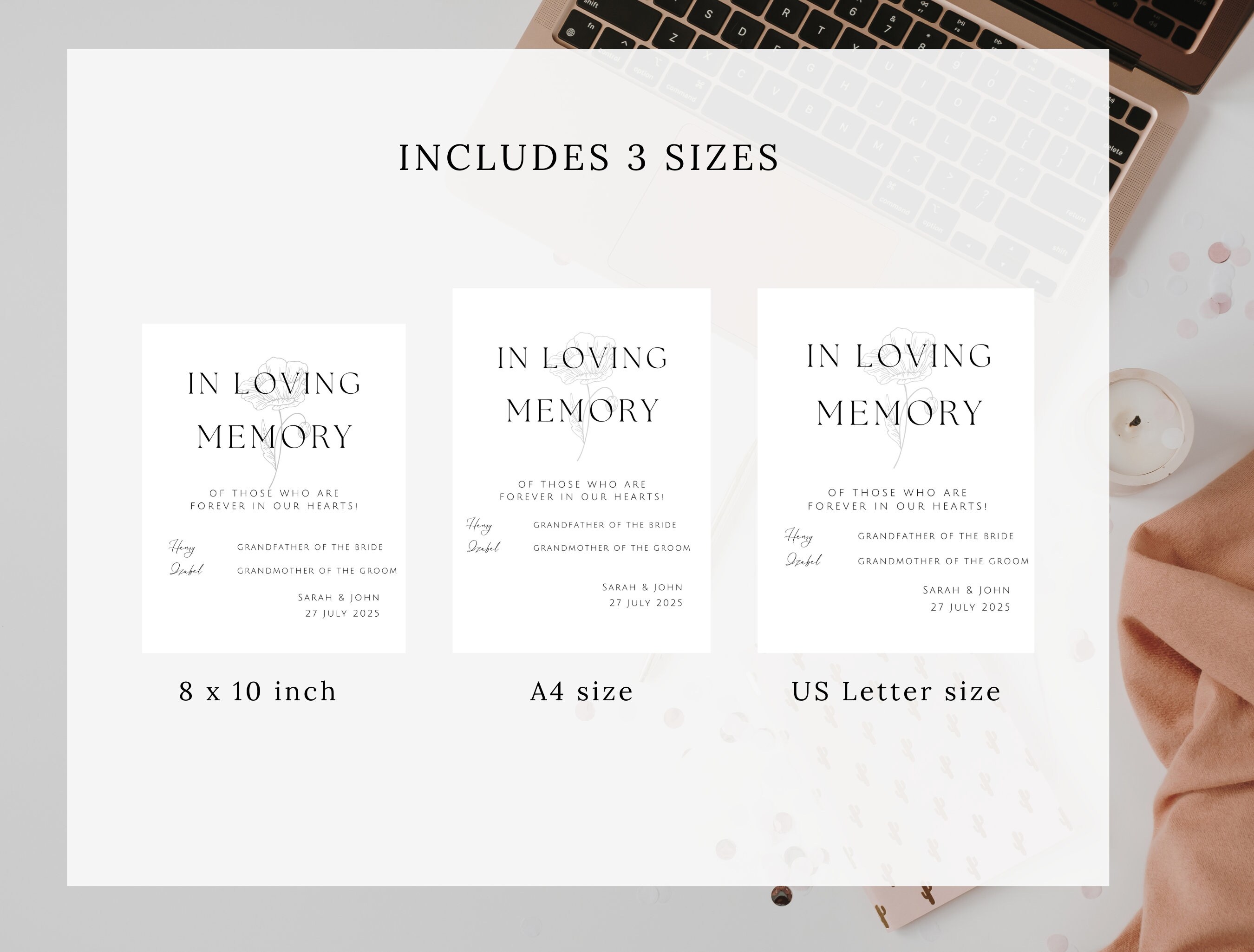 Minimalist in Loving Memory Sign, Forever in Our Hearts Sign, Modern in ...