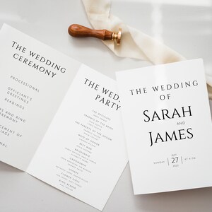 Elegant and Modern Wedding Program Template, Foldable Wedding Program, Minimalist Wedding ...